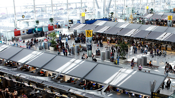Airport Terminal Check In Area, Stock Footage | VideoHive