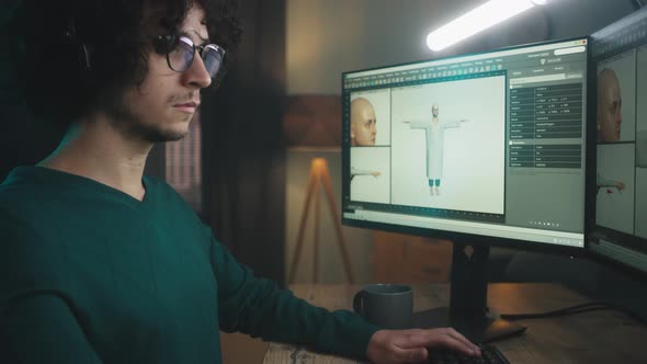 Man Creating 3D Human Model, Stock Footage | VideoHive