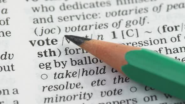 Vote, Word Definition on English Vocabulary Page, Presidential Election ...