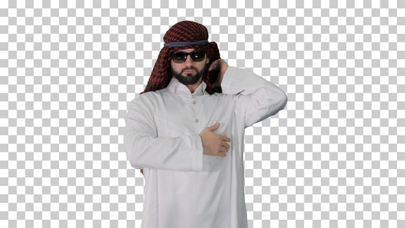 Cool sheikh in sunglasses posing looking to camera, Alpha Channel ...