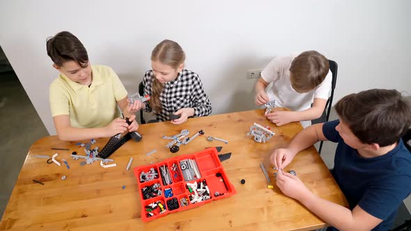 Creative Kids Using Building Kit., Stock Footage | VideoHive