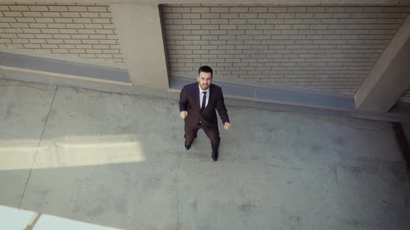Handsome Male Business Executive with a Beard Silly Victory Dancing His ...