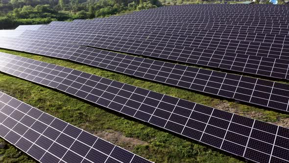 Aerial view of solar power station, Aerial Top View of Solar Farm with ...
