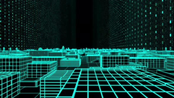 City Wireframe 02 4k , Motion Graphics | VideoHive
