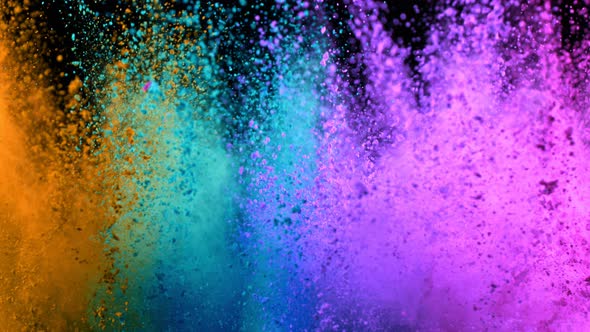 Super Slowmotion Shot of Color Powder Explosion Isolated on Black ...