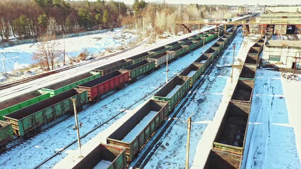 Train freight transportation platform. Cargo train platform with ...