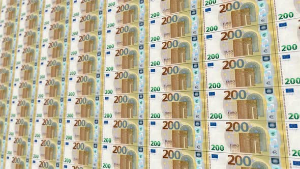 New 200 Euro Banknote. Vertical. It's Moving To The Right. Looped ...