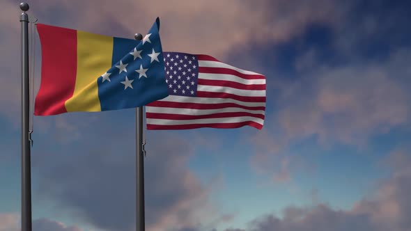 Durham City Flag Waving Along With The National Flag Of The USA - 2K ...