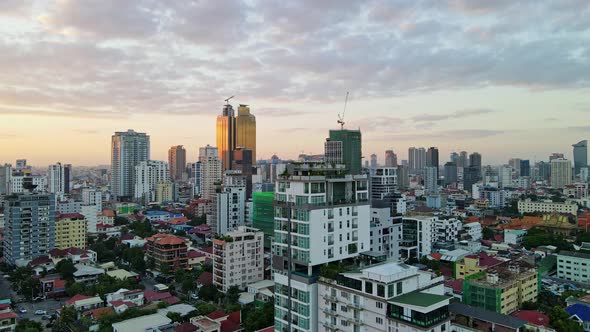 Golden Tower And High-rise Buildings In Downtown Phnom Penh, Cambodia ...