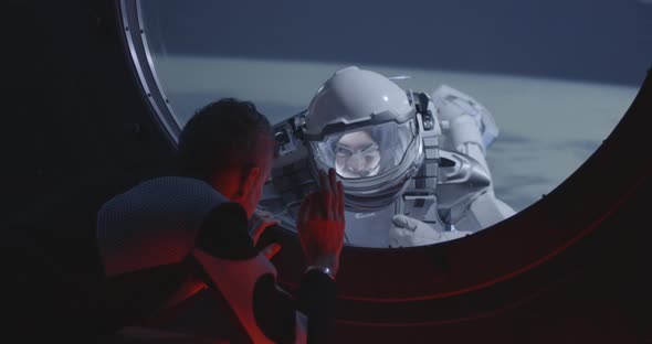 Astronaut Talking with Spacewalking Crewmate, Stock Footage | VideoHive