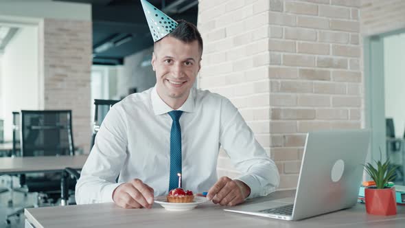 Business Man Celebrating Birth at Workplace, Stock Footage | VideoHive