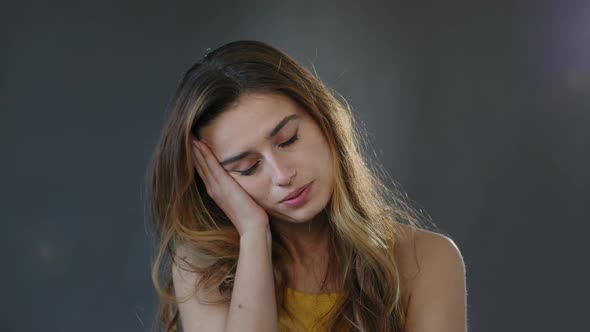 Blonde Millennial Girl Agitated Scared Stressful Nervous Thinking ...