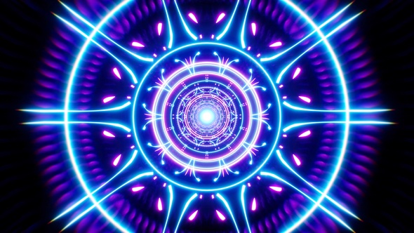 Hypnosis Geometric Neon Symbol Loop, Motion Graphics | VideoHive
