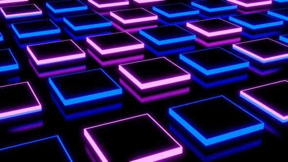 Puple and Blue Blinking Neon Squares Grid Seamless Animation Background ...