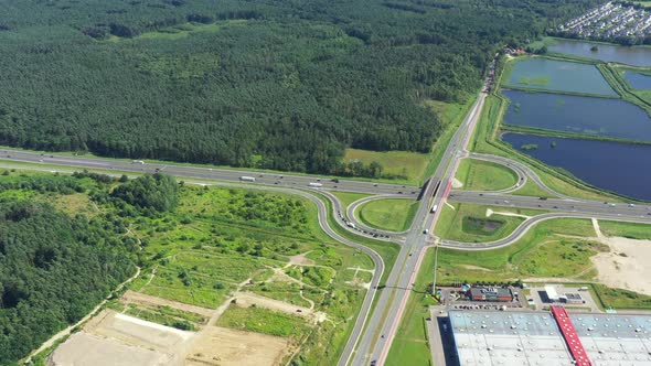 Crossroad aerial view - Interchange aerial photo - Transportation and ...