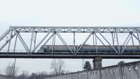Electric Passenger Train Crosses a Railway Bridge, Stock Footage ...