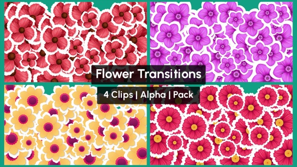 Flowers Transitions Pack with 4 Clips Alpha, Motion Graphics | VideoHive
