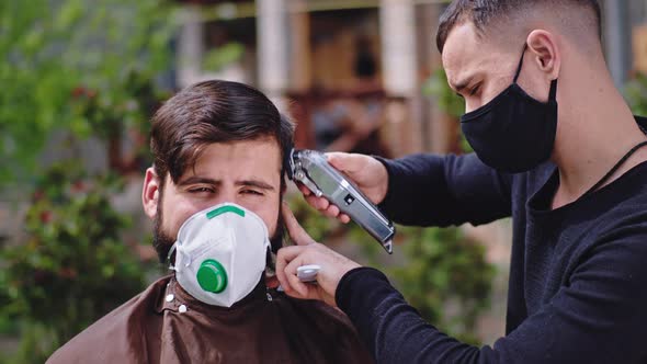 Professional Haircut Barber Man at Home in the, Stock Footage | VideoHive