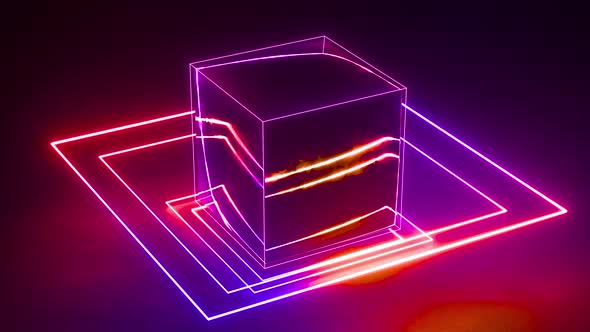 Neon Reflect Cube, Motion Graphics | VideoHive
