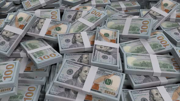100 Dollar Banknote Bundles Scattered, Motion Graphics | VideoHive