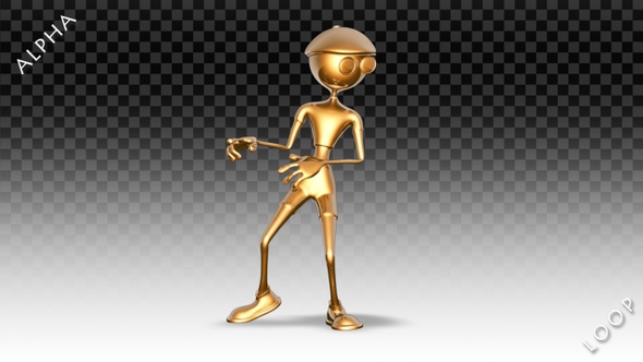 3D Gold Man - Cartoon Dance Rock-n-Roll, Motion Graphics | VideoHive