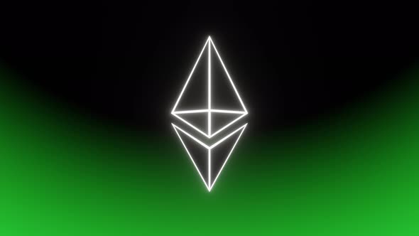 Rising Of The Rotated Ethereum On Green Background Vj Loop 4K, Motion Graphics