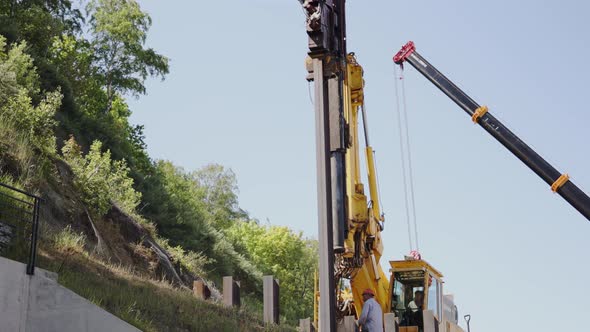 Pile Heavy Building Machinery Pilling Ground, Stock Footage | VideoHive