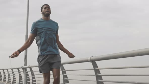 Black Man Jumping Rope Outdoors, Stock Footage | VideoHive