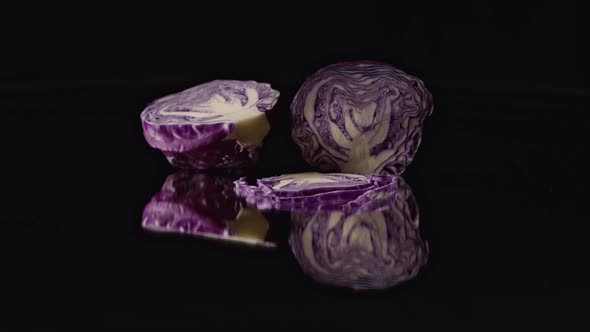 Purple Cabbage Spinning Slowly On The Mirror., Stock Footage | VideoHive