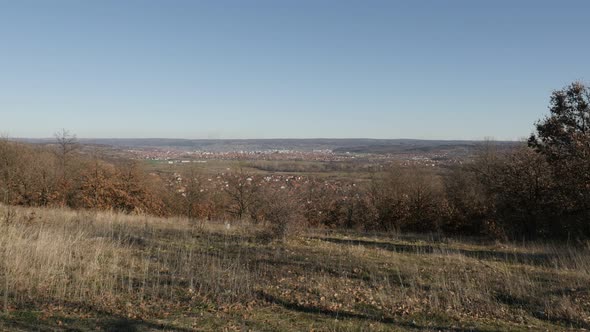 GAMZIGRAD, SERBIA - DECEMBER 25, 2017 View from Magura hill to valley ...