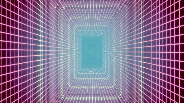 Grid Tunnel Rectangle Light Retro 03 HD, Motion Graphics | VideoHive