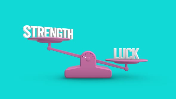 Strength vs Luck Balance Weighing Scale Looping Animation, Motion Graphics