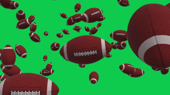 4K Football Balls Green Screen Background Seamless Loop V2, Motion Graphics