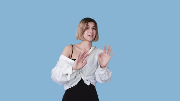 No Thanks Offer Refusal Girl Nope Gesture Gif Loop, Stock Footage ...