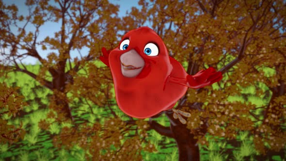 4K animation of a fun cartoon bird,, Motion Graphics | VideoHive