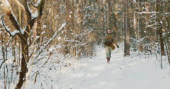 Reenactor Dressed As American Soldier Medic Of USA Infantry Of World ...