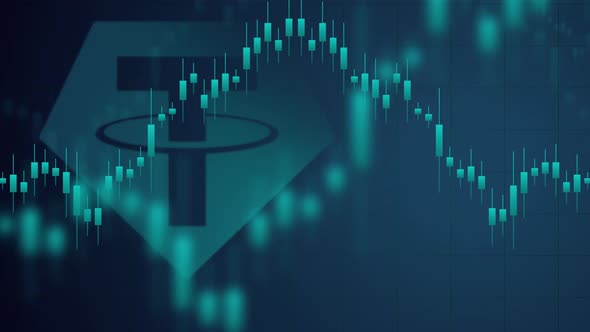 Stock Trading. Financial Graphs Tether USDT Background, Motion Graphics