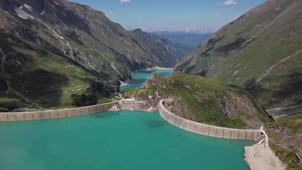 Aerial View of Kaprun Reservoir Mooserboden Stausee, Austria, Stock Footage
