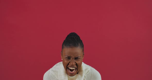 Portrait of Female Sad Vexed Face Human Emotions Evil Rejection African ...