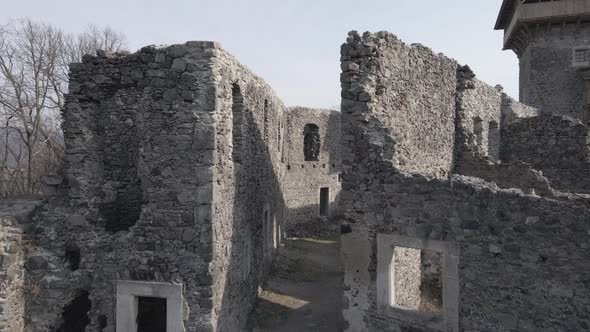 Aerial View From a Drone of the Nevitsky Castle in Uzhgorod, Stock Footage