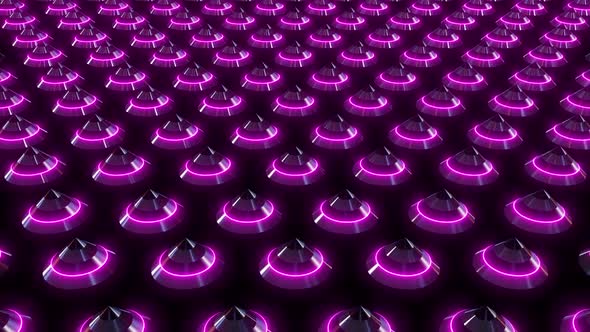 Colored Metalic Neon Cones Loops 4k, Motion Graphics | VideoHive