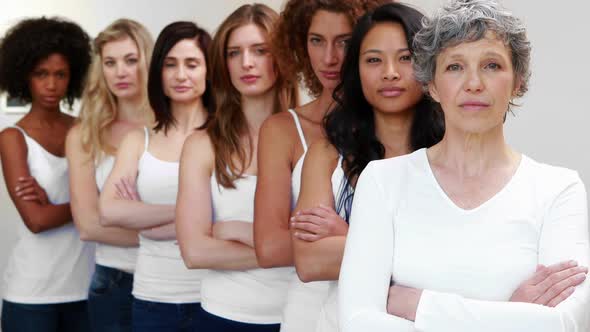 Serious women standing in a row, Stock Footage | VideoHive