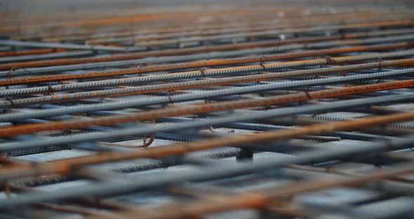 Lots of Supporting Metal Rods for Concrete Pouring at a Construction ...
