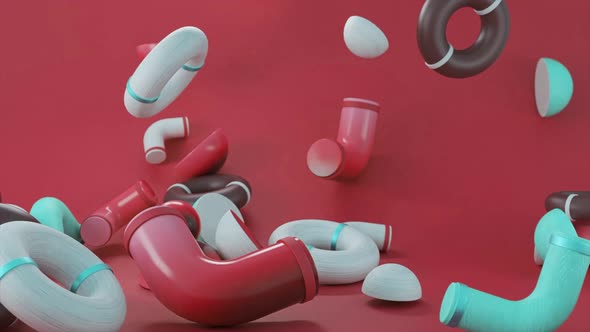 Colorful objects falling down isolated, Motion Graphics | VideoHive