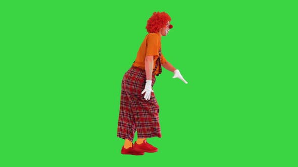 Happy Clown Walking in a Funny Way on a Green Screen Chroma Key, Stock ...