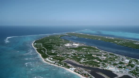 Drone video of the bay in Cockburn Town, island of Grand Turk, Turks ...
