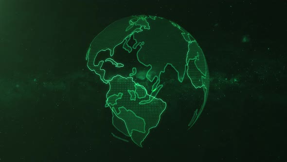 4K Green Digital Earth Technology Background, Motion Graphics | VideoHive