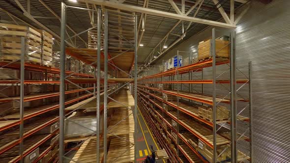 Large Shelving Units with Products in Plant Storehouse, Stock Footage