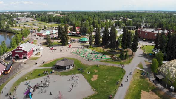 4K Drone Video of Tanana Valley Railroad at Pioneer Park in Fairbanks ...