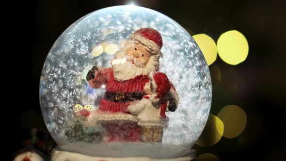 Christmas Magic Ball With Santa And The Boy Inside., Stock Footage